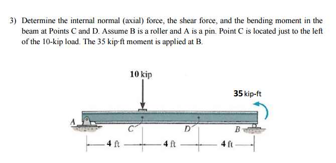 Solved Determine the internal normal (axial) force, the | Chegg.com