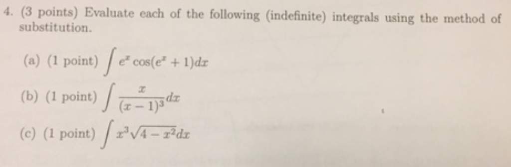 Solved 4. (3 points) Evaluate each of the following | Chegg.com
