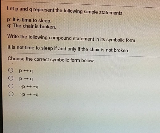 Solved Let p and q represent the following simple | Chegg.com