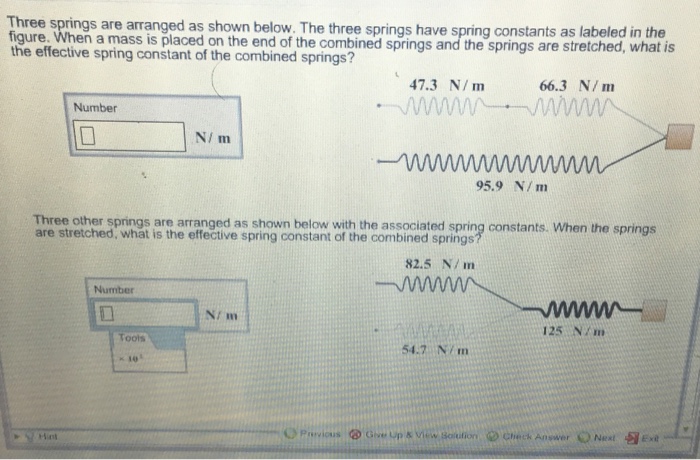 Solved Three springs are arranged as shown below The three | Chegg.com