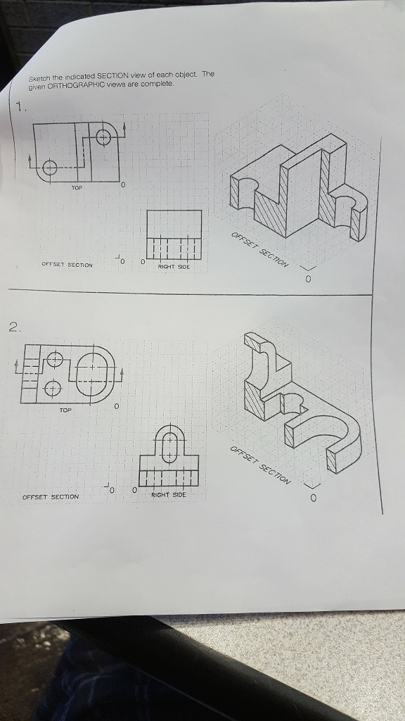 Solved Sketch the indicated SECTION view of each object. The | Chegg.com