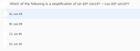 Solved Which of the following is a simplification of sin 60° | Chegg.com