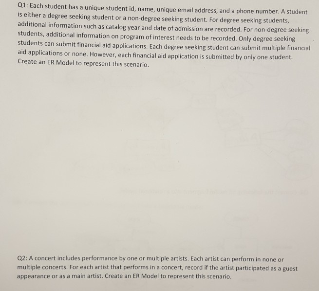 Solved Q1: Each student has a unique student id, name, | Chegg.com