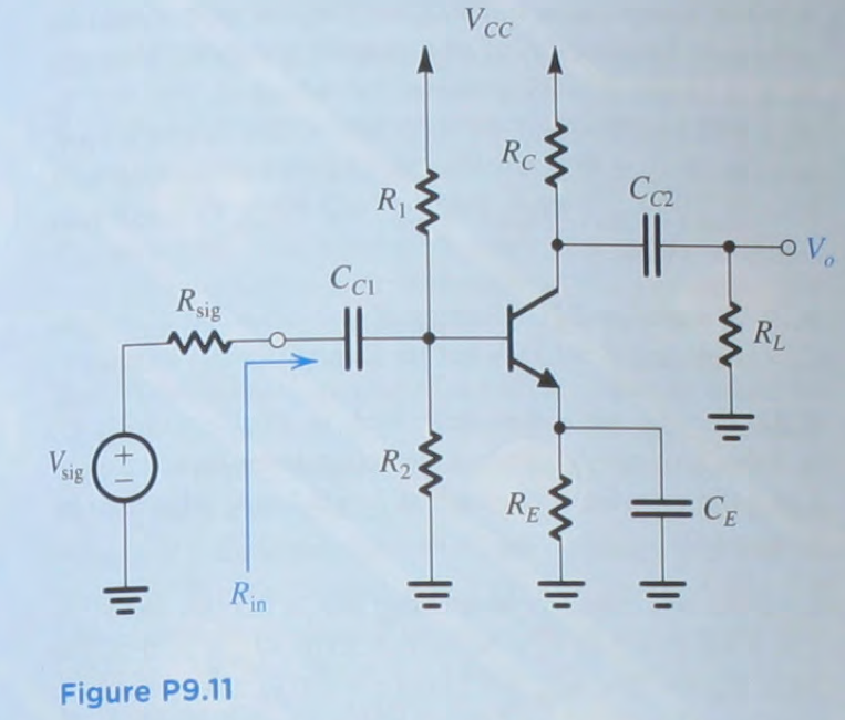 Consider the common emitter-amplifier of fig. p9.11 | Chegg.com Consider the common emitter-amplifier of fig. p9.11 | Chegg.com