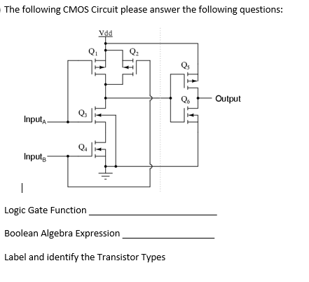 Solved The following CMOS Circuit please answer the | Chegg.com