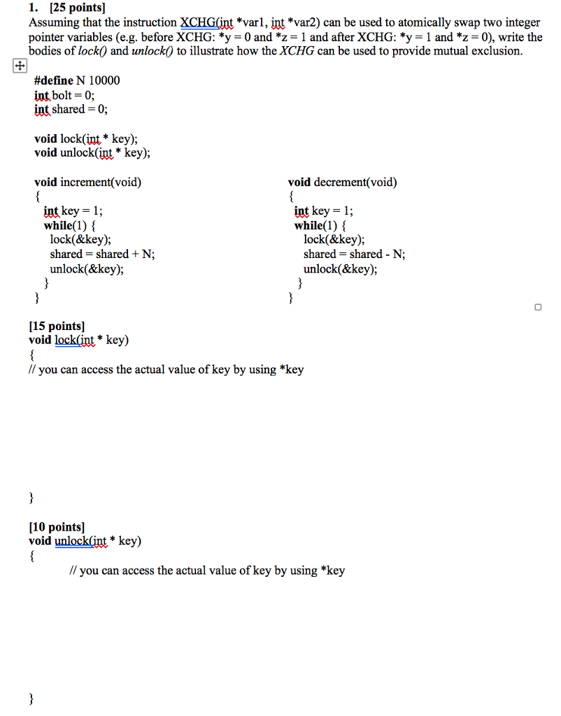 Solved Assuming that the instruction XCHG (int *var1, int | Chegg.com