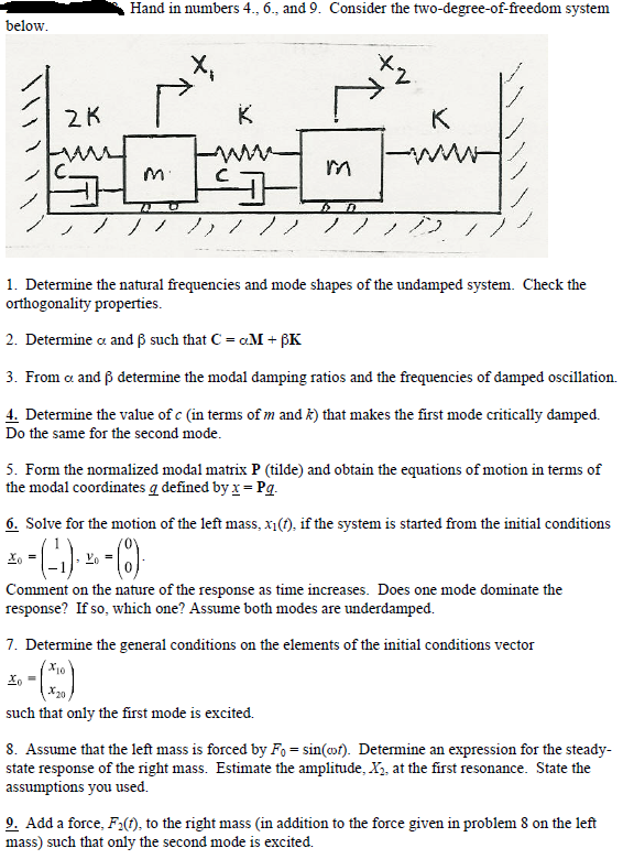 Solved Consider the two-degree-of-freedom system below | Chegg.com