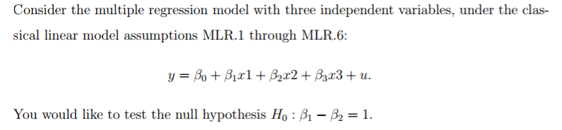 Consider the multiple regression model with three | Chegg.com