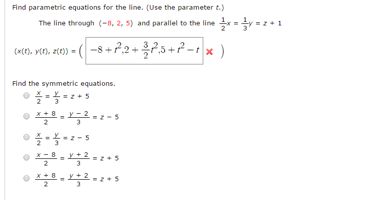 Solved Find parametric equations for the line. (Use the | Chegg.com
