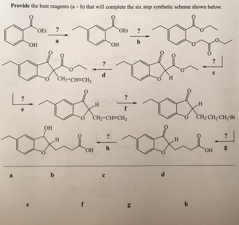 Solved Provide the best reagents (a - h) that will complete | Chegg.com