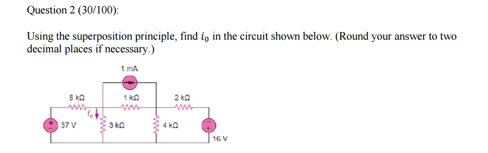 Solved Using the superposition principle, find i_0 in the | Chegg.com