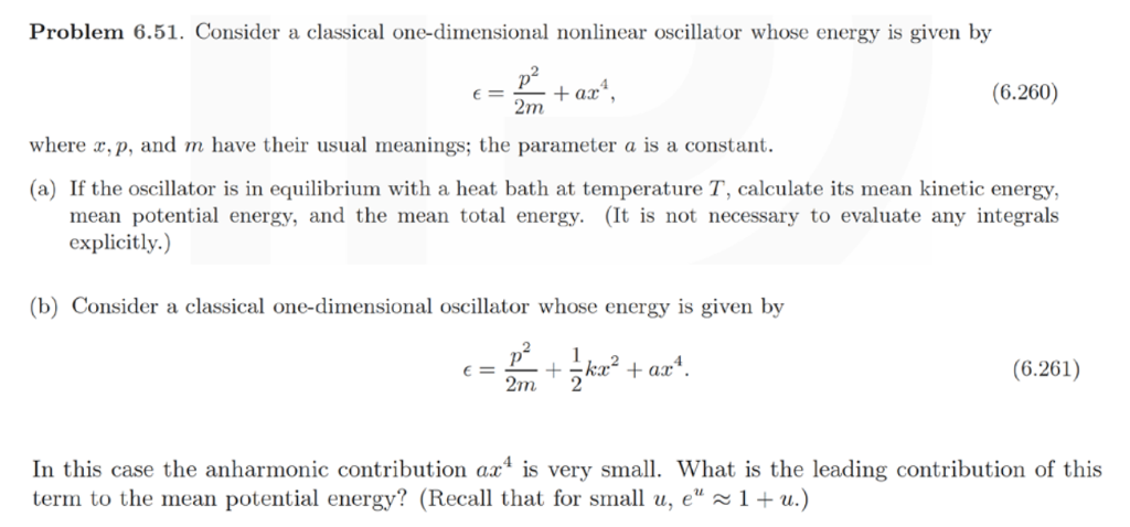 Solved Consider a classical one-dimensional non-linear | Chegg.com