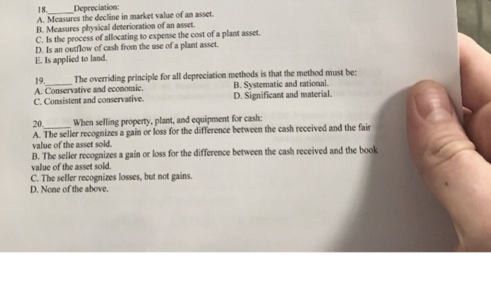 Solved Depreciation: Measures the decline in market value | Chegg.com