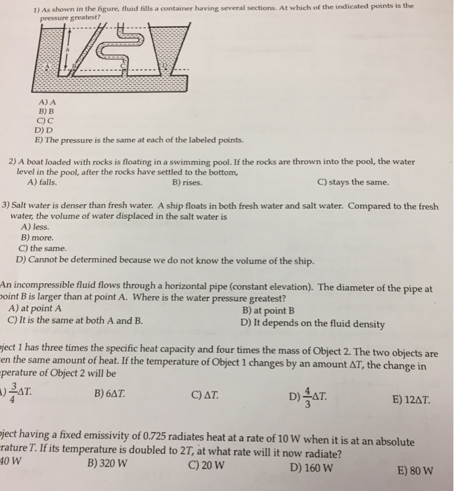 Solved As shown in the figure, fluid fills a container | Chegg.com