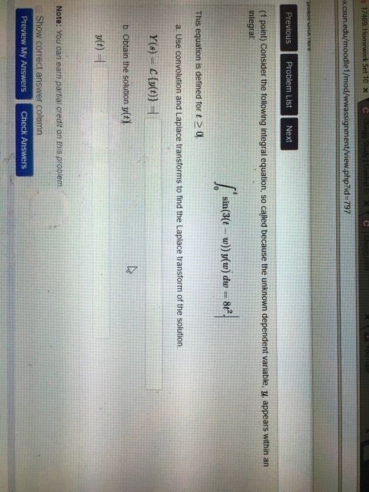 Solved Consider the following integral equation, so called | Chegg.com