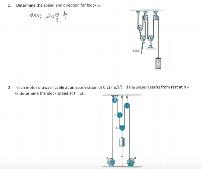 Solved 1. Determine the speed and direction for block B. | Chegg.com