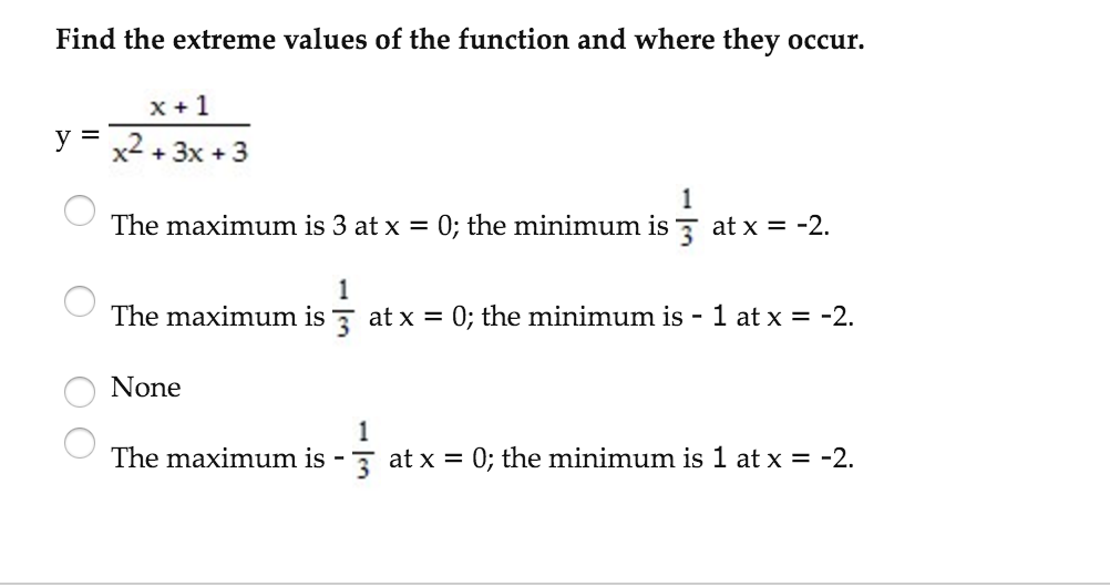 Solved Find the extreme values of the function and where | Chegg.com