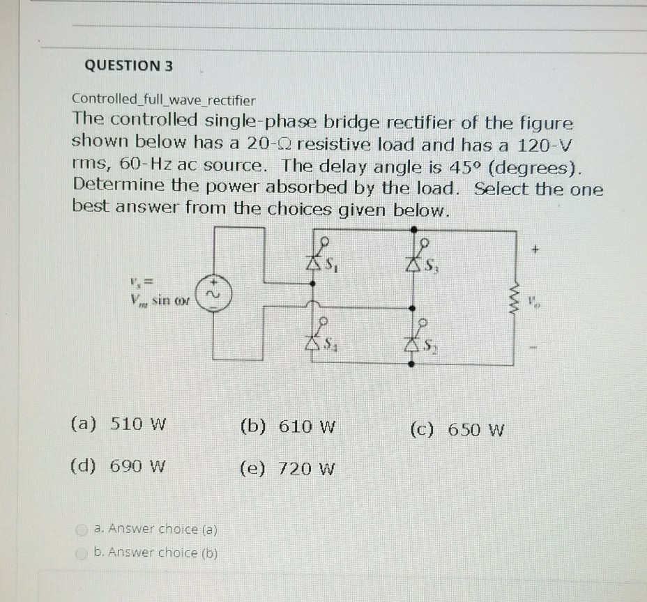 Solved Full wave rectifier with R load A single-phase | Chegg.com