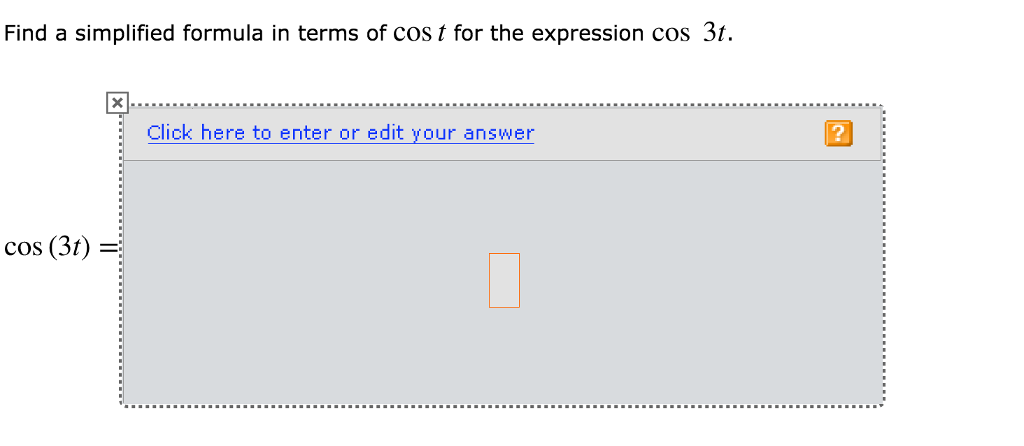 Solved Find a simplified formula in terms of cos t for the | Chegg.com