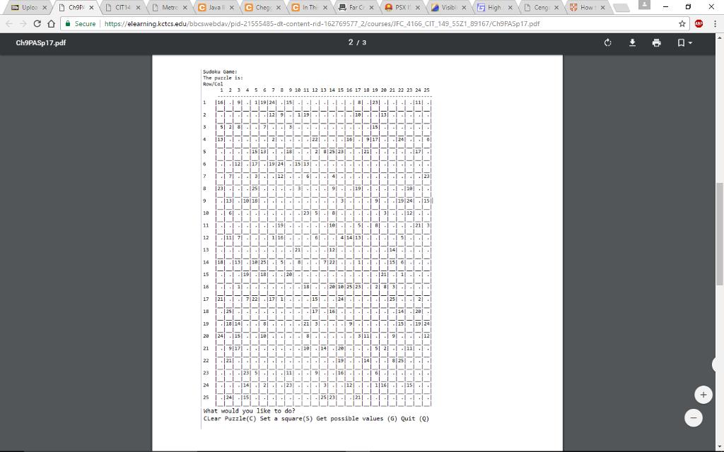 I need a 25x25 sudoku game written in java. I have a | Chegg.com