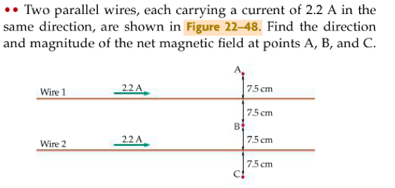Solved Two parallel wires, each carrying a current of 2.2 A | Chegg.com