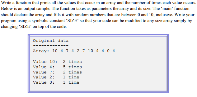 Solved Write a function that prints all the values that | Chegg.com