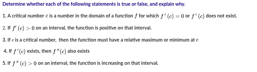 Solved Determine whether each of the following statements is | Chegg.com