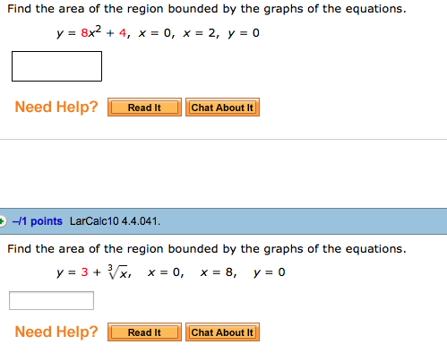 Solved Find the area of the region bounded by the graphs of | Chegg.com