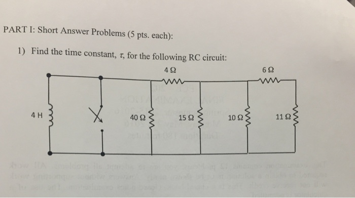 Solved Find the time constant, tau, for the following RC | Chegg.com