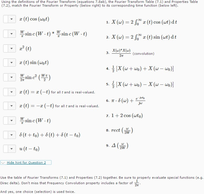 Solved: Using The Definitions Of The Fourier Transform (eq... | Chegg.com