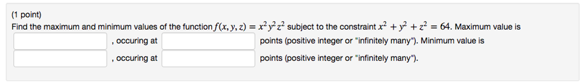 Solved Find the maximum and minimum values of the function | Chegg.com