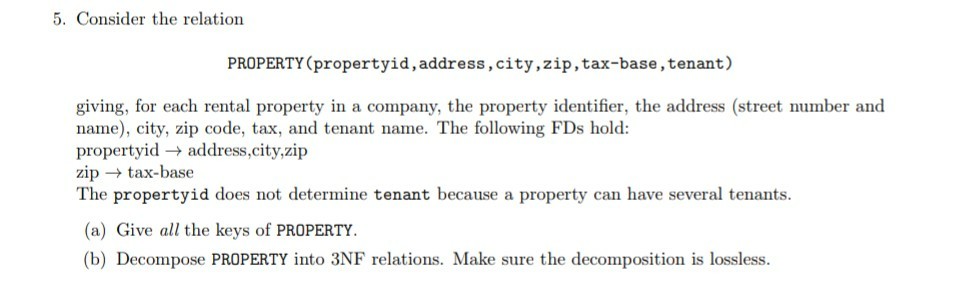 Solved 5. Consider the relation PROPERTY | Chegg.com