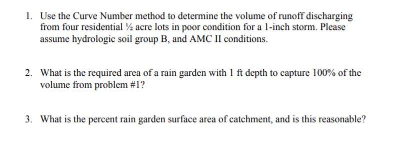 Solved 1. Use the Curve Number method to determine the | Chegg.com
