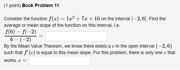 Solved (1 point) Book Problem 11 Consider the function f(x) | Chegg.com