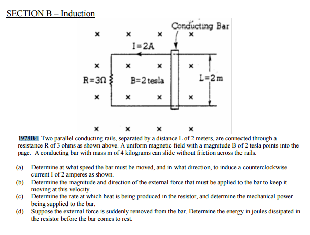 Solved Two parallel conducting rails, separated by a | Chegg.com