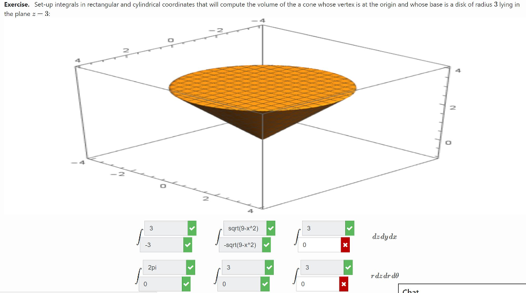 Solved Exercise. Set-up integrals in rectangular and | Chegg.com
