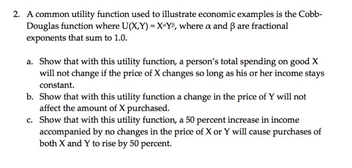 Solved A common utility function used to illustrate economic | Chegg.com