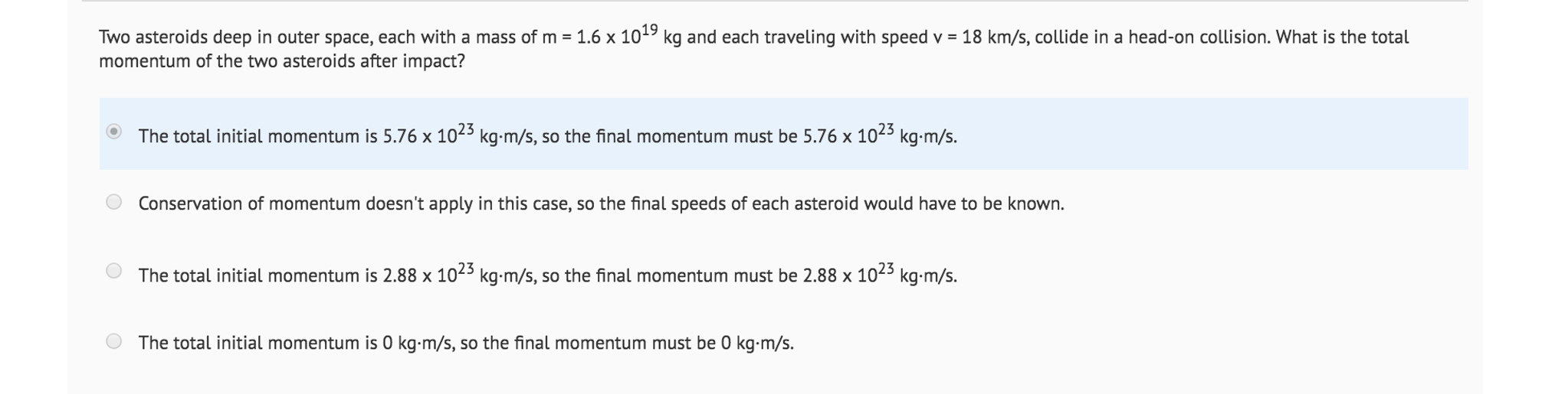 Solved simple physics momentum theory questions! | Chegg.com