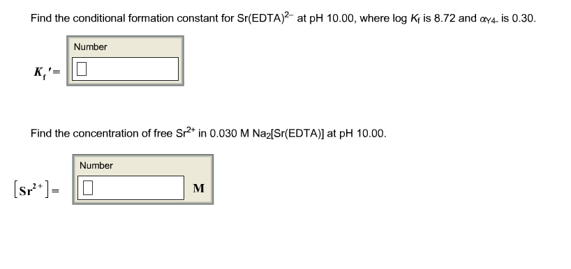 Solved Find the conditional formation constant for | Chegg.com