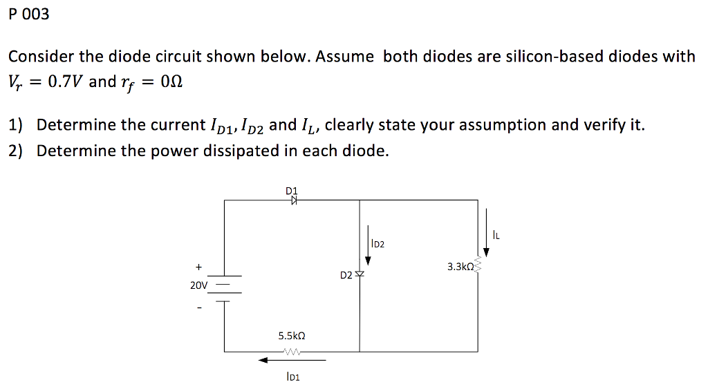 Solved P 003 Consider the diode circuit shown below. Assume | Chegg.com