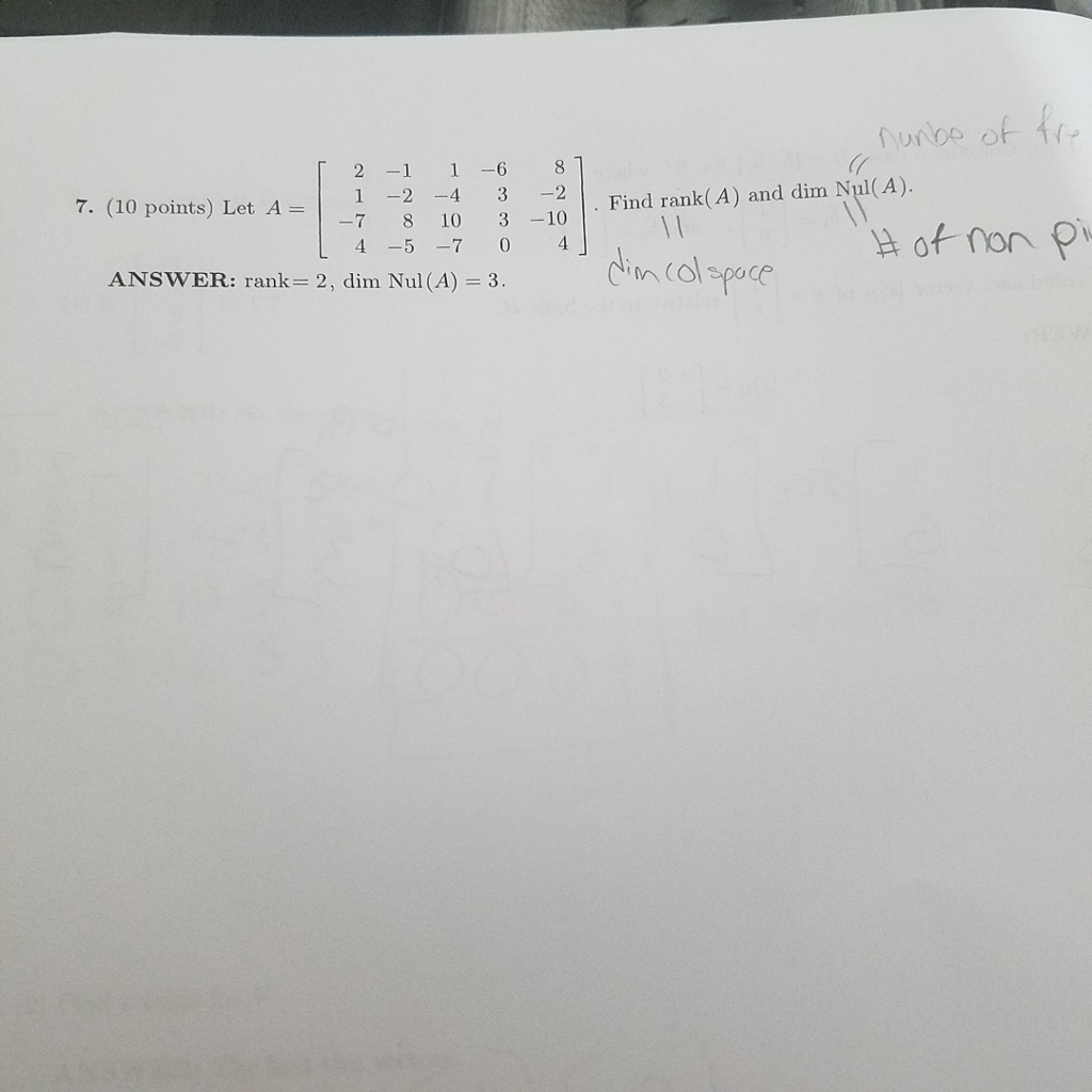 Solved 2-.1-6-81 Find rank(A) and dinNr(A). 7. (10 points) | Chegg.com