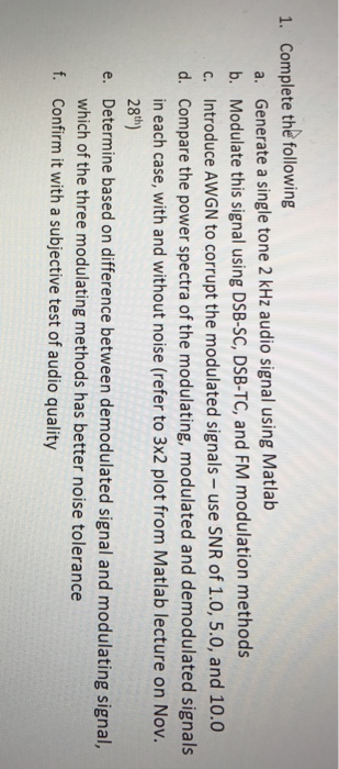 Complete the following Generate a single tone 2 kHz | Chegg.com