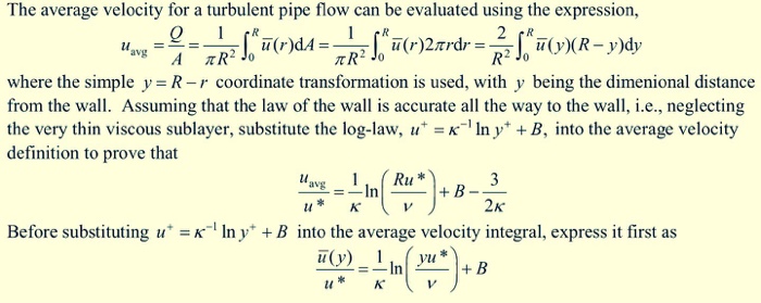 Solved The average velocity for a turbulent pipe flow can be | Chegg.com