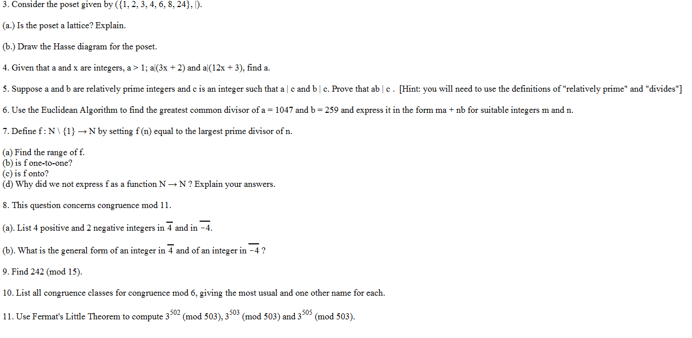 Solved Consider the poset given by ({1,2, 3.4. 6. 8.24}, |). | Chegg.com