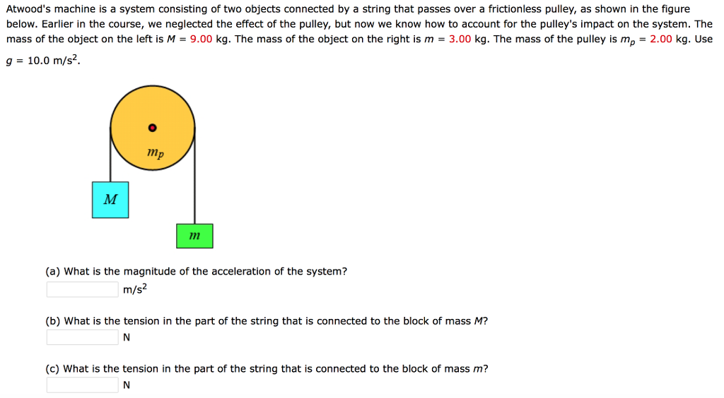 Solved Atwood's machine is a system consisting of two | Chegg.com