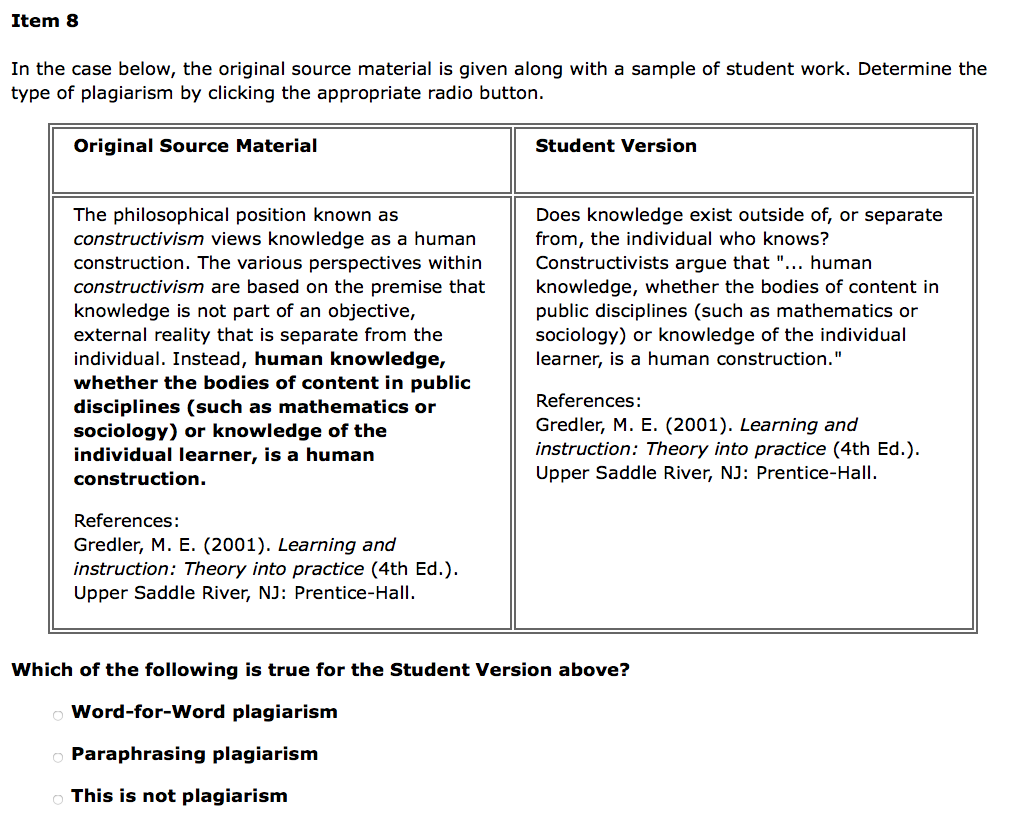 Solved Item8 In the case below, the original source material | Chegg.com