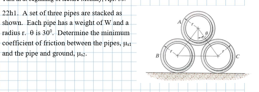 Solved 22hl A set of three pipes are stacked as shown. Each | Chegg.com