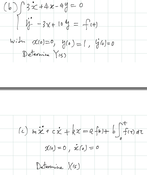 Solved With x(0) = 0, y(0) = 1, ydot(0) = 0 Determine Y(s) | Chegg.com