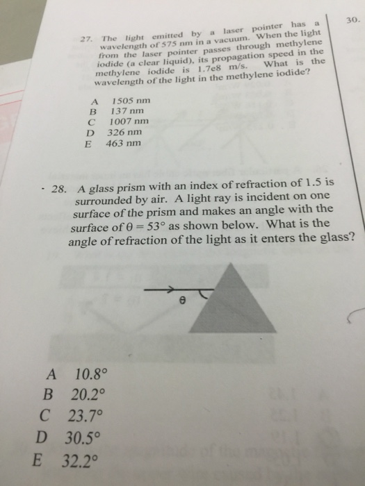 Solved The light emitted by a laser pointer has a wavelength | Chegg.com