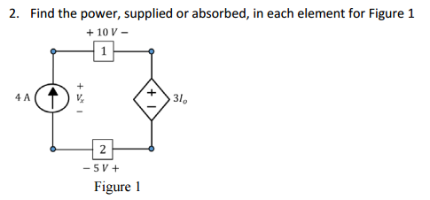 Solved 2. Find the power, supplied or absorbed, in each | Chegg.com
